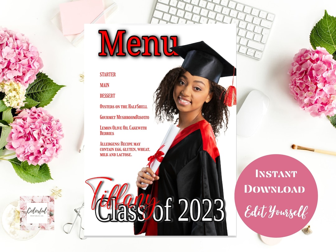 Class of 2023 Graduation Menu Template| Senior Dinner Menu| Modern Teen ...