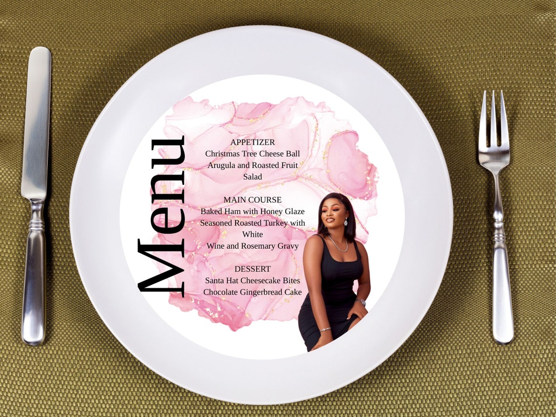 Pink Circle Classic Plate Menu Birthday Menu Template - Etsy