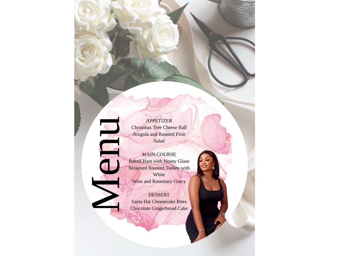 Pink Circle Classic Plate Menu Birthday Menu Template - Etsy