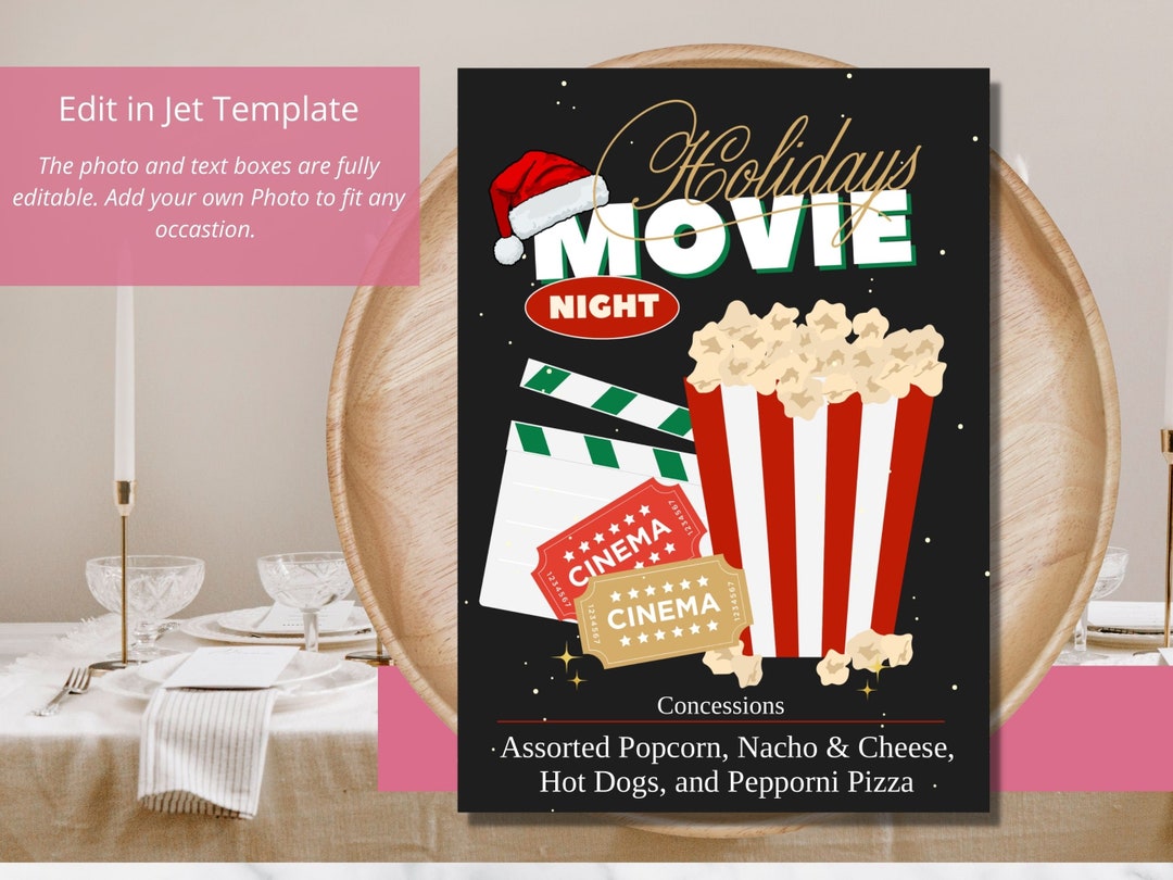 Custom Family Movie Night Menu Template| Modern Party Menu| Printable ...