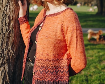 Stranded Yoke Cardigan Knitting Pattern Colorwork PDF Download - Etsy