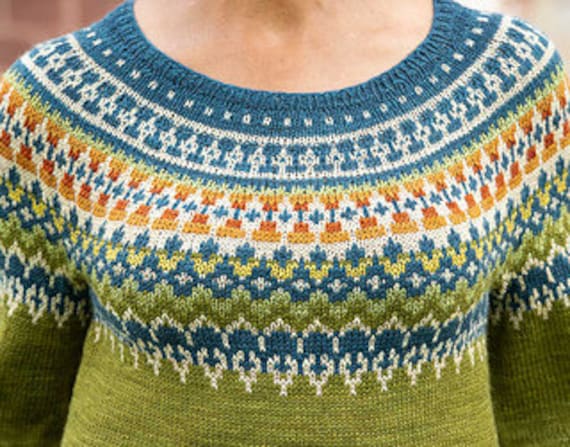 Sweater KNITTING PATTERN - Fair Isle Stranded Colorwork Yoke Sweater KNITTING PATTERN - Fair Isle Stranded Colorwork Yoke