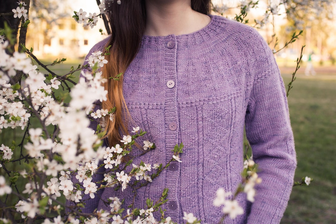 Cardigan KNITTING PATTERN - Gansey Yoke Sweater, Cardigan Pattern, Top ...
