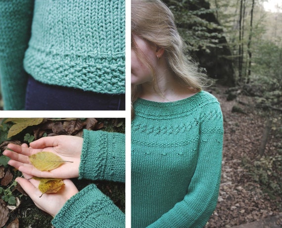 Top Down seamless Knit KNITTING PATTERN * Easy Knit Purl Cable Yoke ...