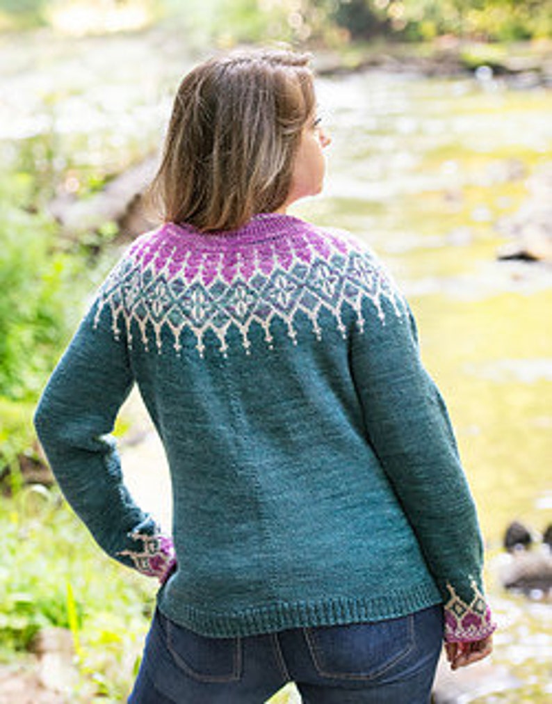 Fair Isle Pullover Knitting Pattern Stranded Colorwork Top Down