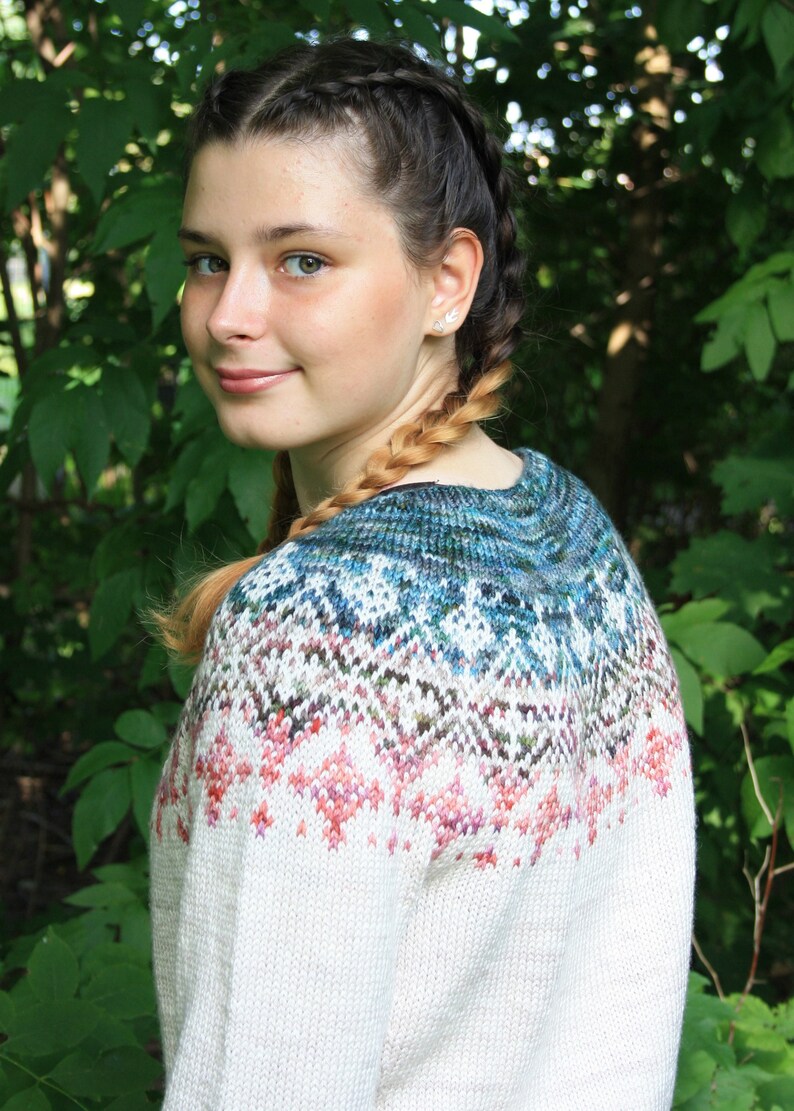 Sweater Knitting Pattern: Top Down Knit Pullover, Fair Isle Knit (PDF ...
