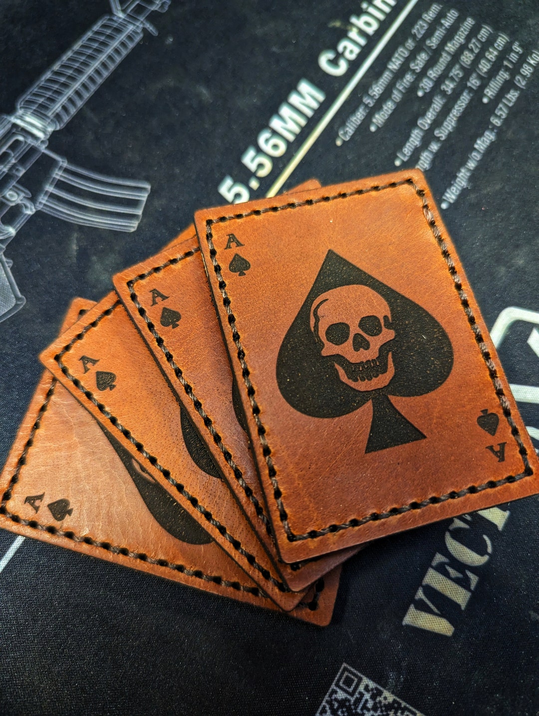 Velcro Leather Patch Ace of Spades Death Card - Etsy