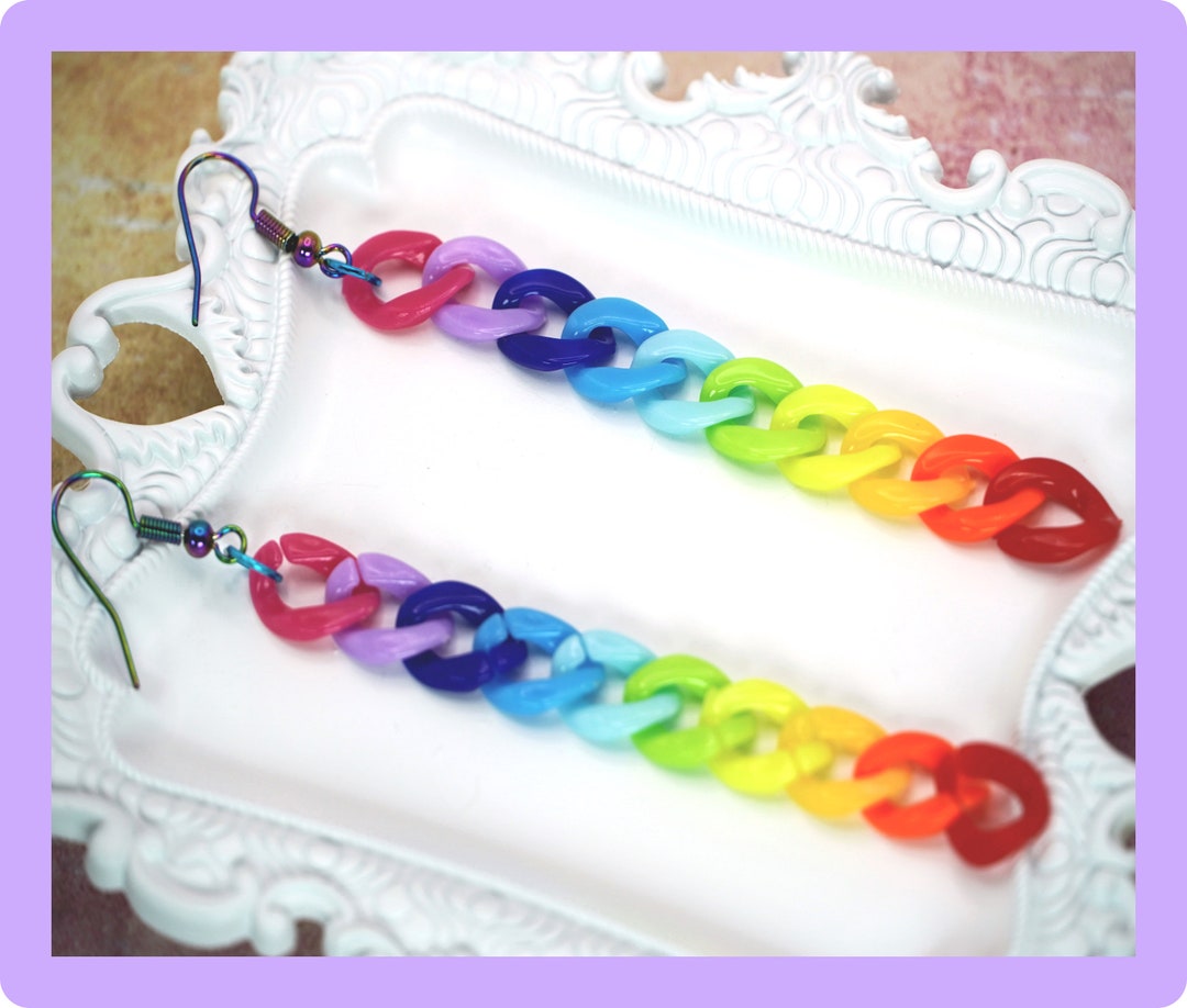 Rainbow Chain Earrings, LGBTQ Pride 2024 - Etsy