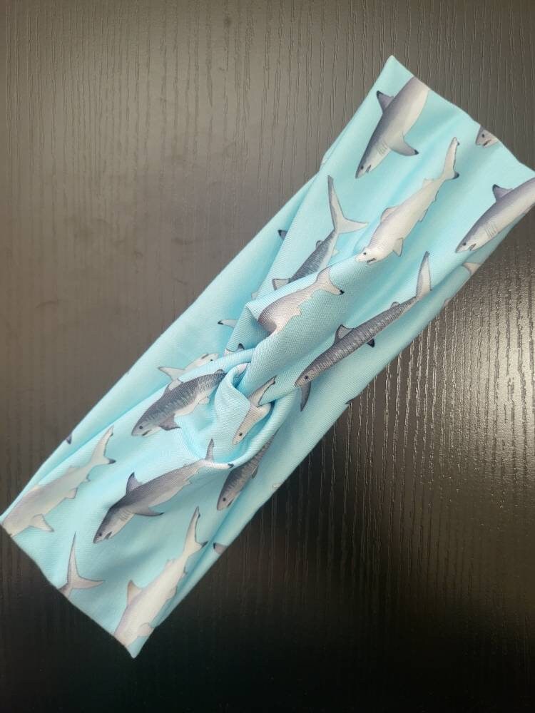 Sharks Jersey Knit Twisted Headband - Etsy