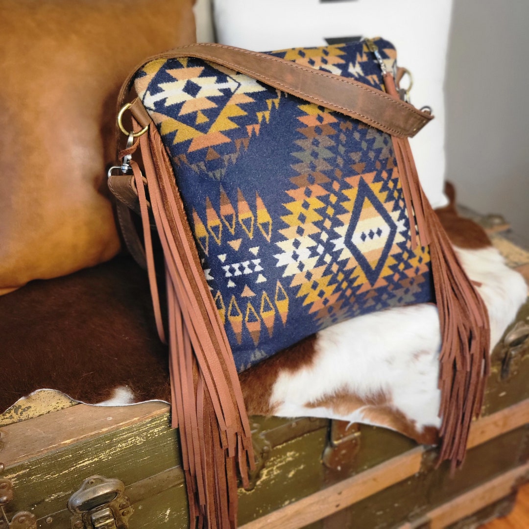 Western Wool Adjustable Crossbody Purse With Fringe - Etsy