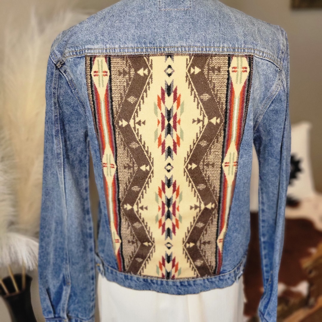 Women's Western Wool and Leather Jean Jacket Size Large - Etsy