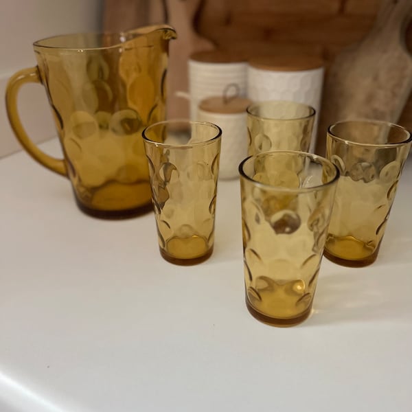 Hazel Atlas Amber Pitcher - Etsy