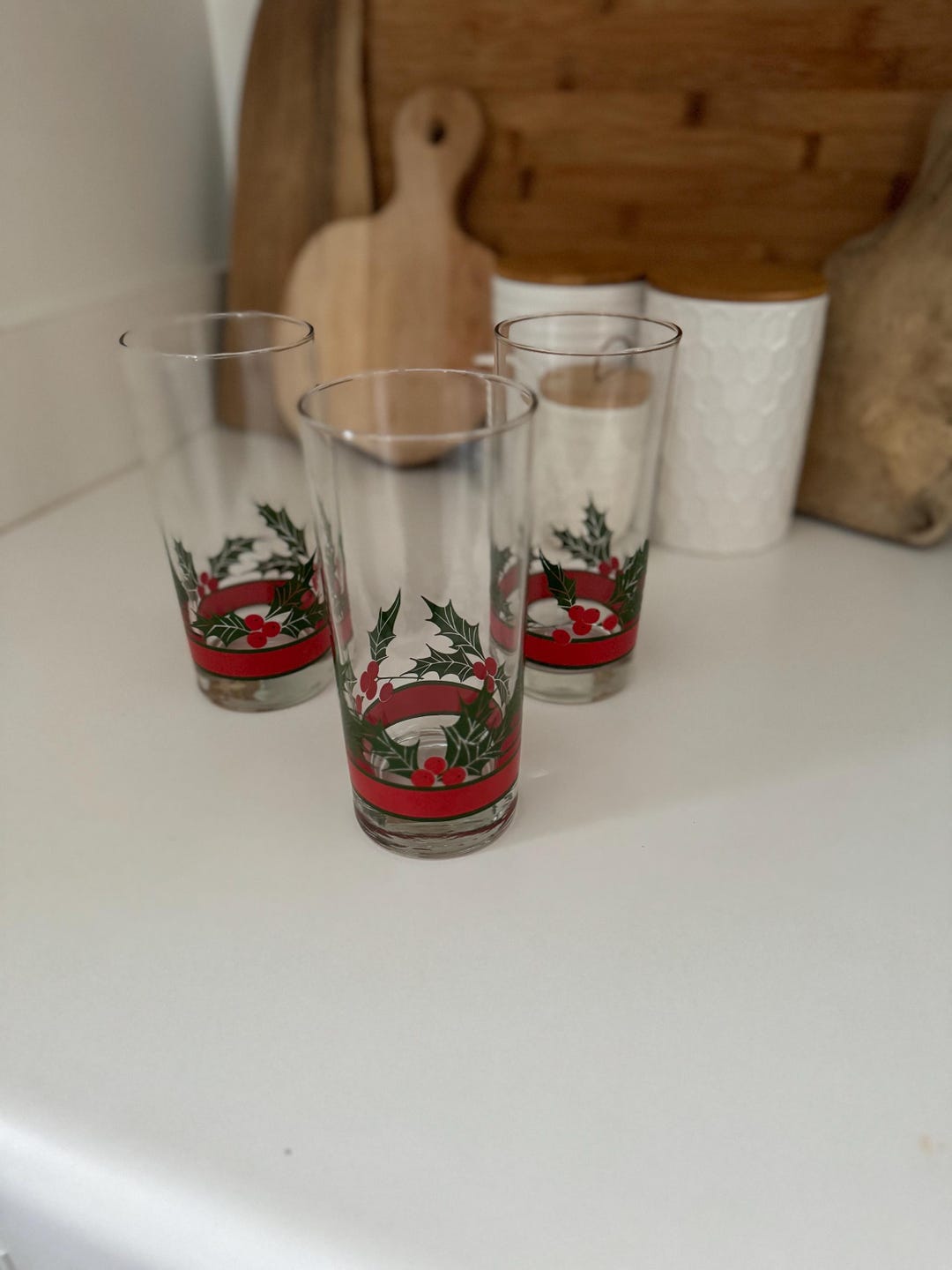 Vintage Libbey Red Stripe Holly Berry Highball Tumbler - SOLD ...