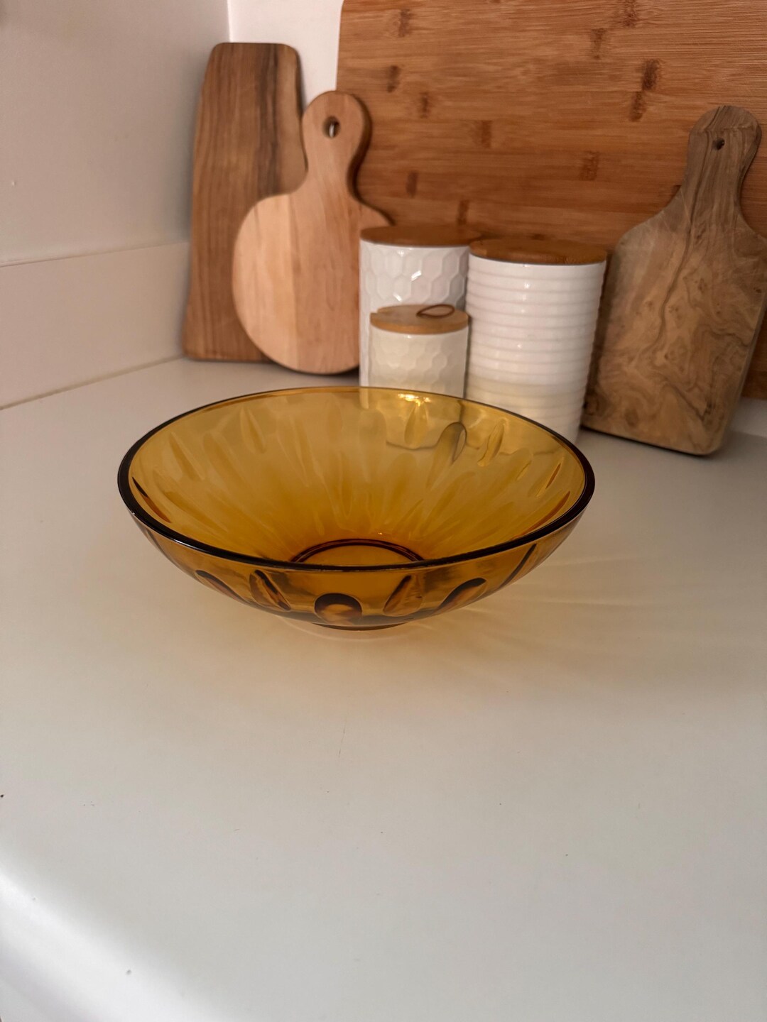 Vintage Amber Hazel Atlas Lyric Serving Bowl - Etsy