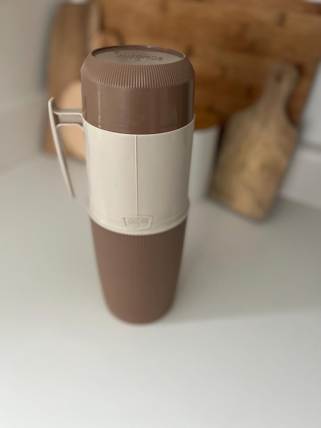 Vintage Tall Brown and Beige Model 6402 Thermos - Etsy