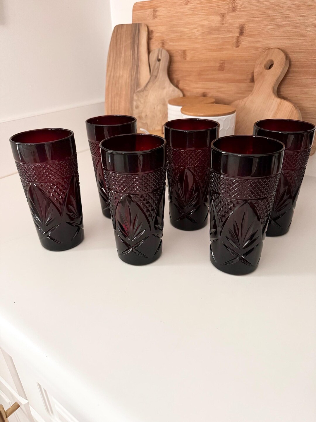 Vintage Ruby Red Luminarc Cristal D’arques Tumblers - Set of 6 - Etsy