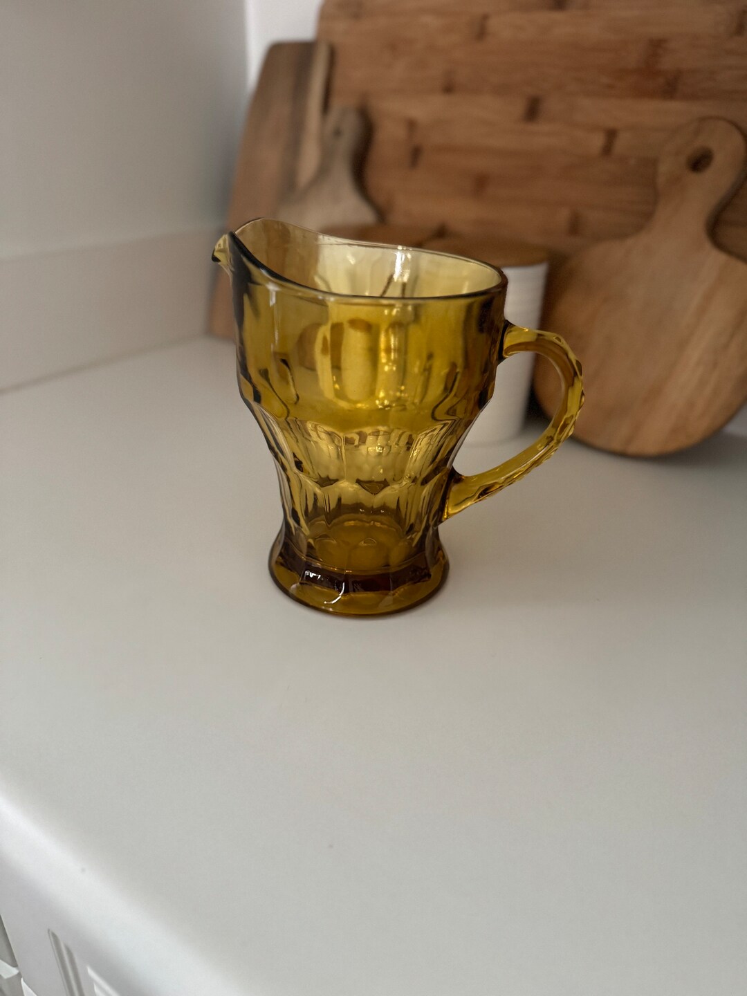 Vintage Amber Anchor Hocking Georgian Honeycomb Pitcher - Etsy