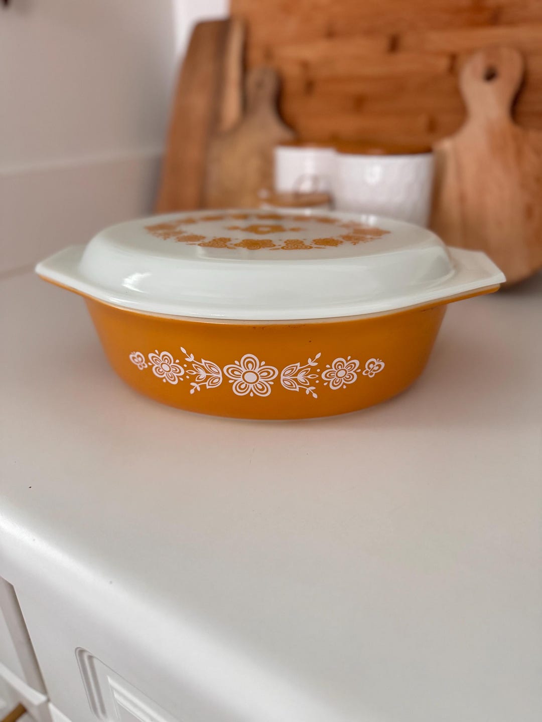 Vintage Yellow Pyrex Butterfly Gold Oval Casserole Dish With Lid 045 - Etsy