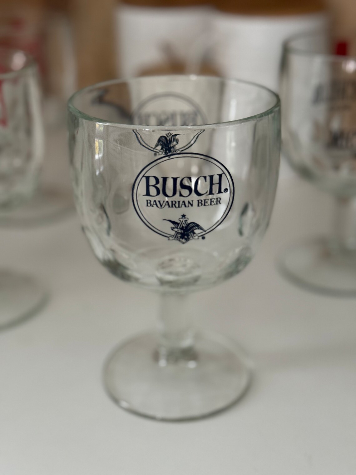 Vintage Glass Beer Goblets Busch, Budweiser and Michelob SOLD ...