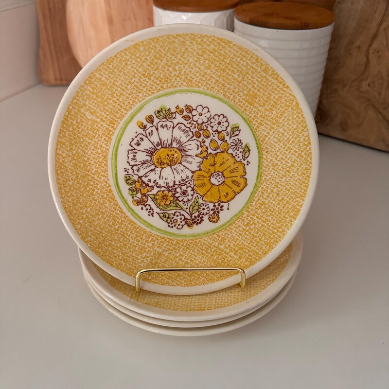 Yellow Floral Plates - Etsy