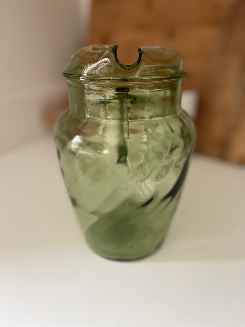 Vintage Green Optic Swirl Pitcher - Etsy