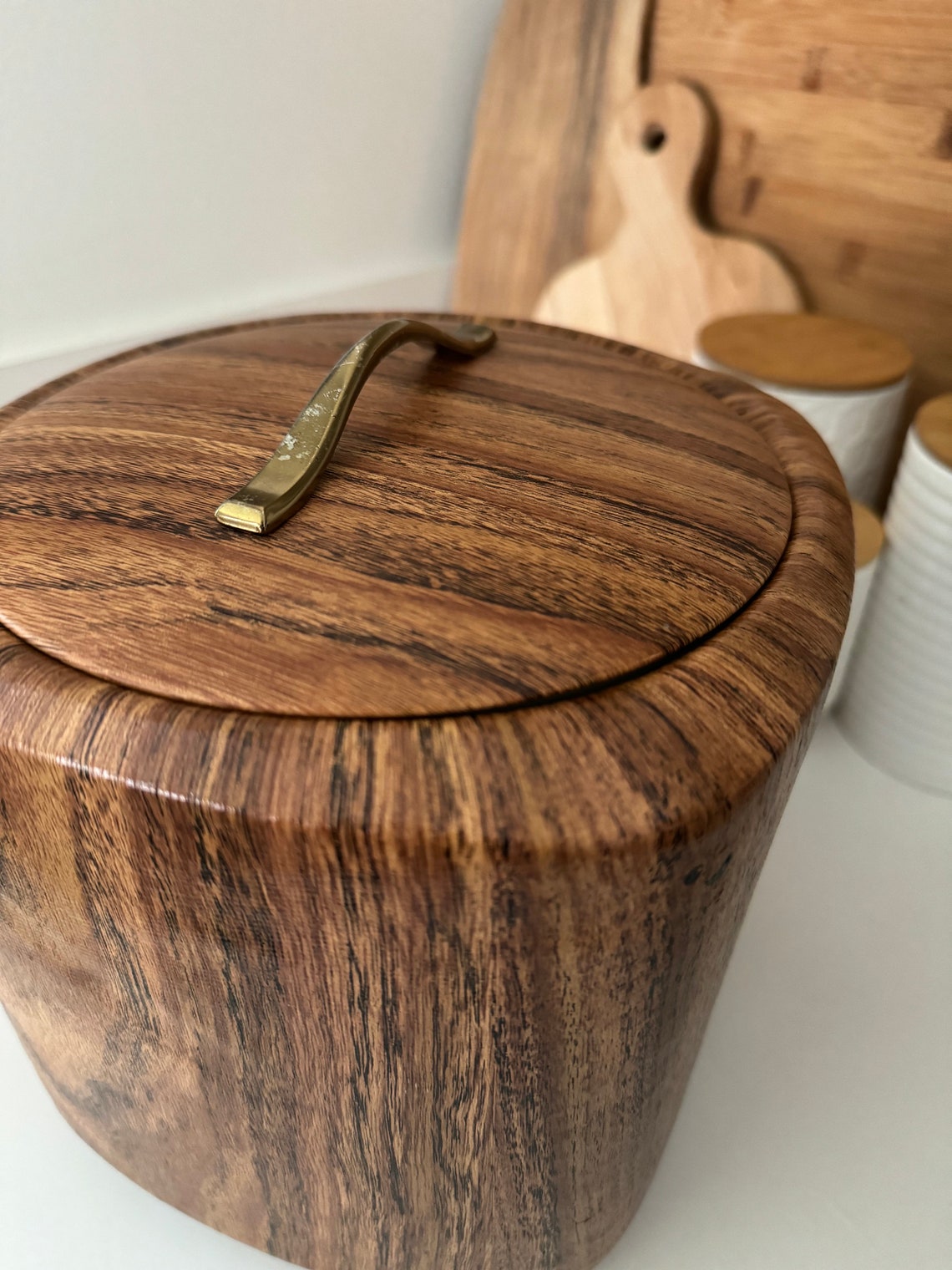 Vintage Brown Faux Wood Ice Bucket With Cork Base - Etsy