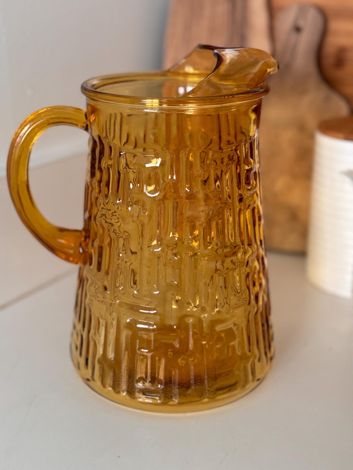 Vintage Amber Libby Artica Tumblers & Pitcher - Etsy