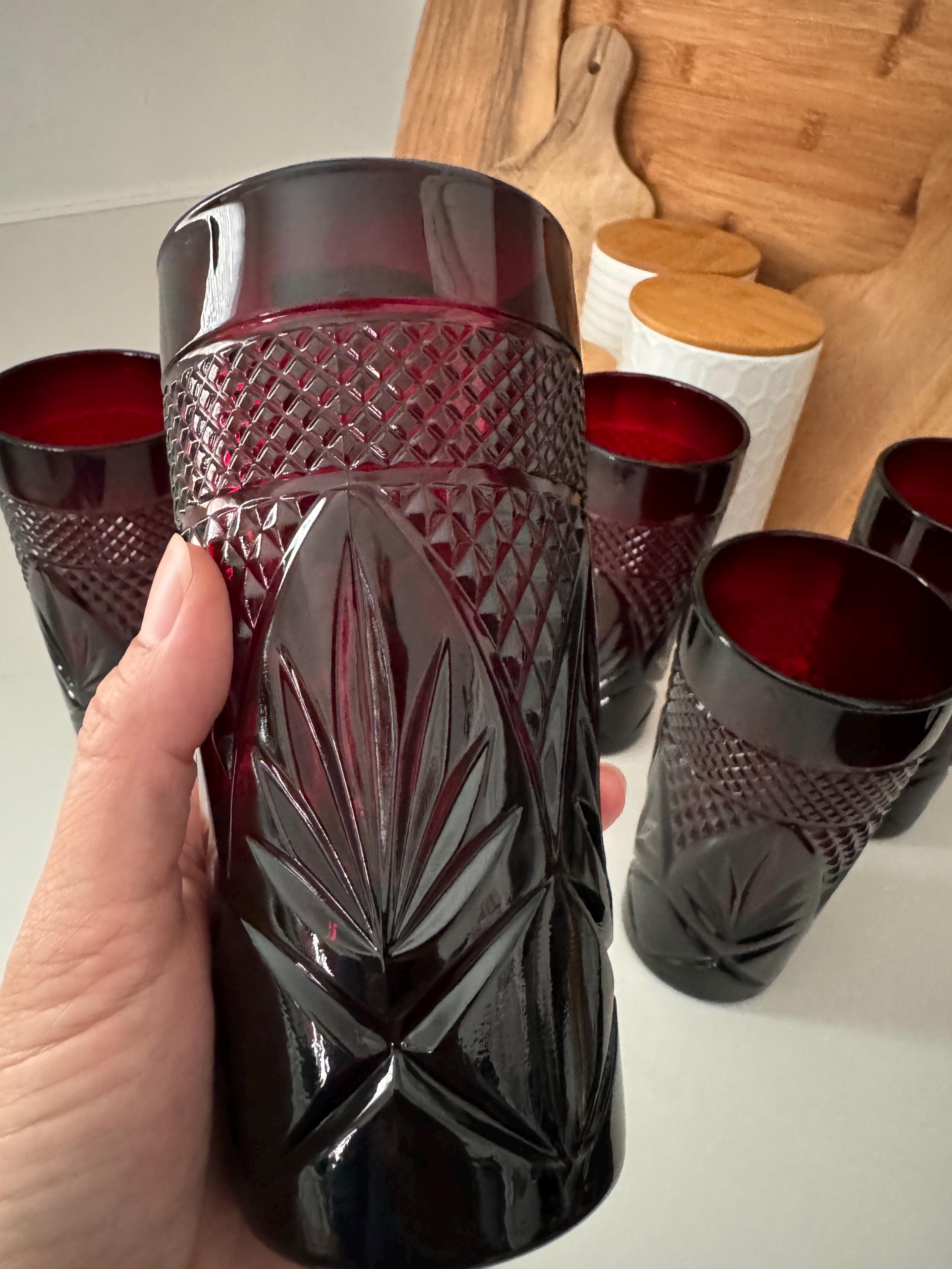 Vintage Ruby Red Luminarc Cristal Darques Tumblers Set of 6 - Etsy