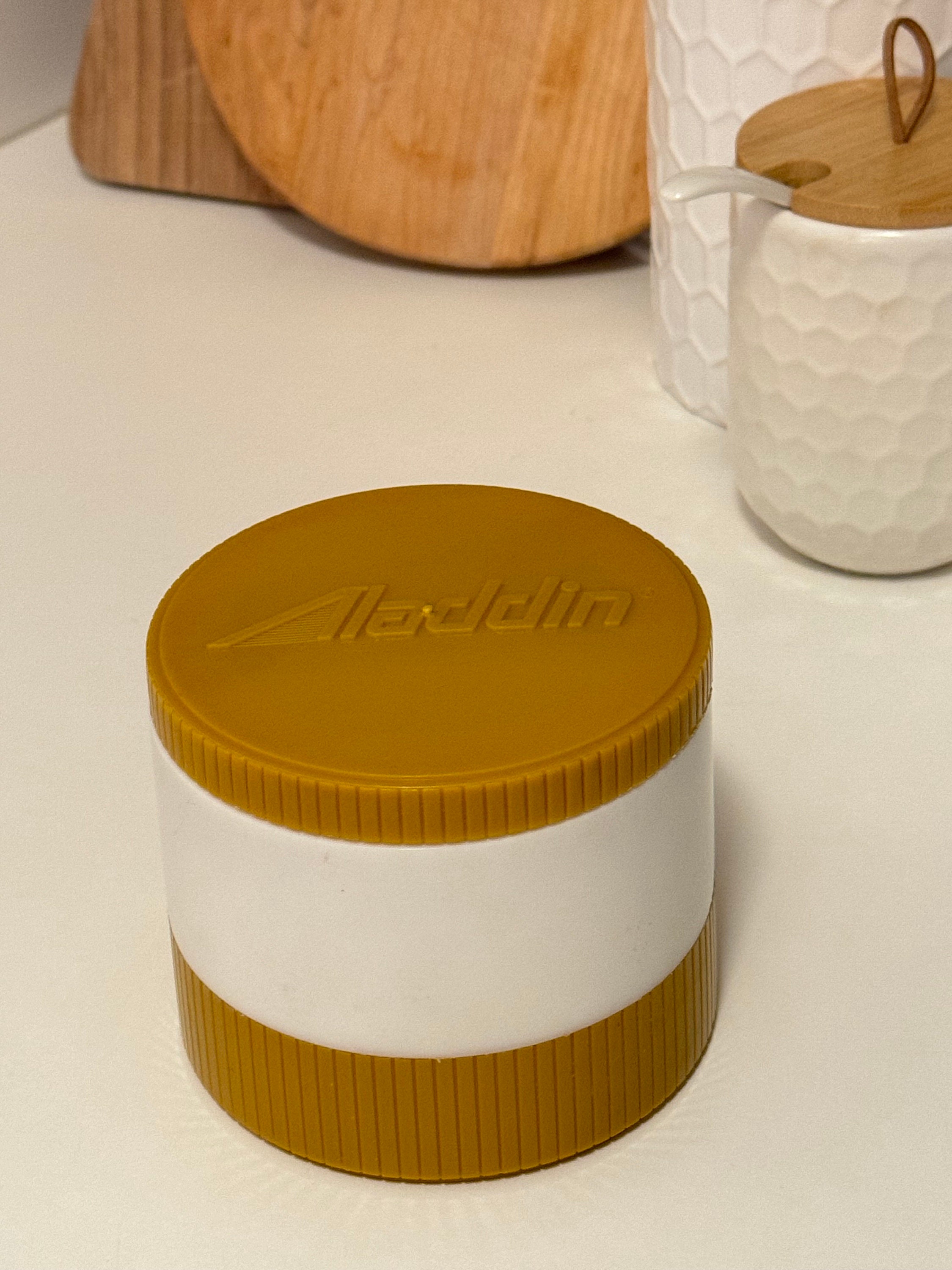 Vintage Mustard Yellow & White Aladdin Insulated Food Container/jar - Etsy