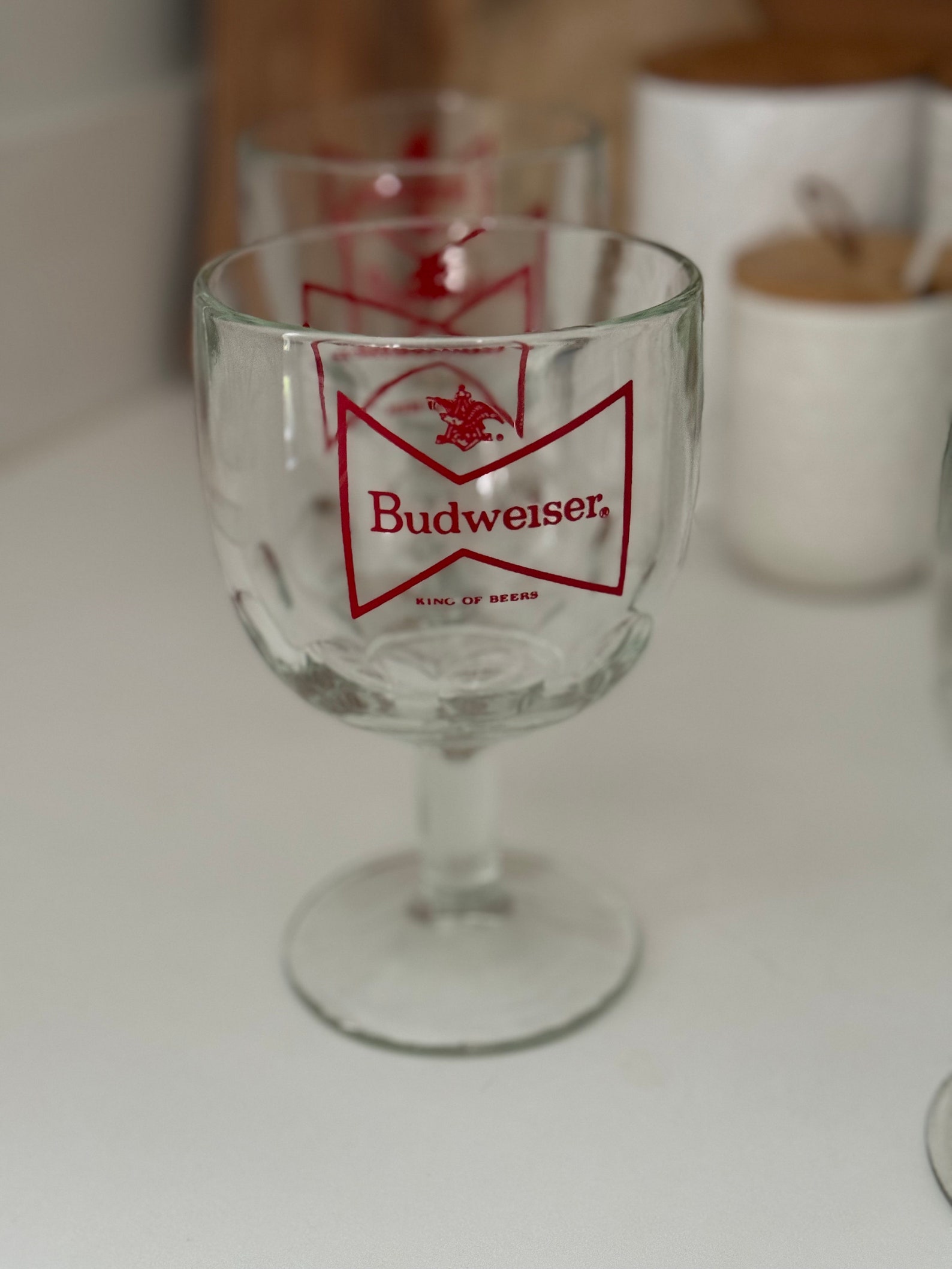 Vintage Glass Beer Goblets Busch, Budweiser and Michelob SOLD ...