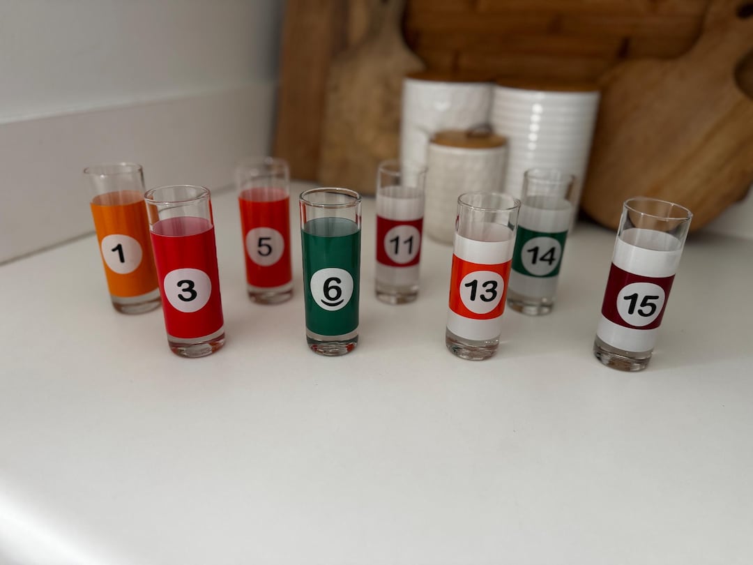 Vintage Libbey Billiard Pool Ball Tall Shot Glasses - SOLD INDIVIDUALLY ...