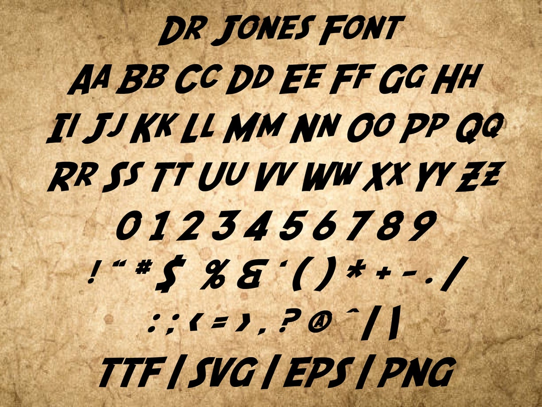 Dr Jones Font Ttf Svg Eps Png Cricut Silhouette Word Crafting - Etsy