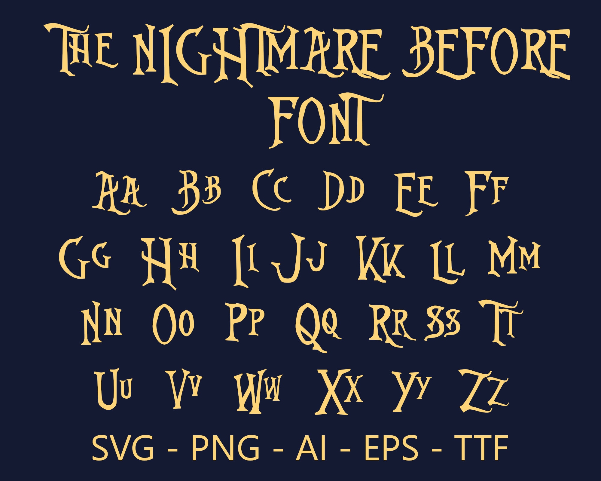 The Nightmare Before Font Ttf Svg Eps Png Cricut - Etsy Canada