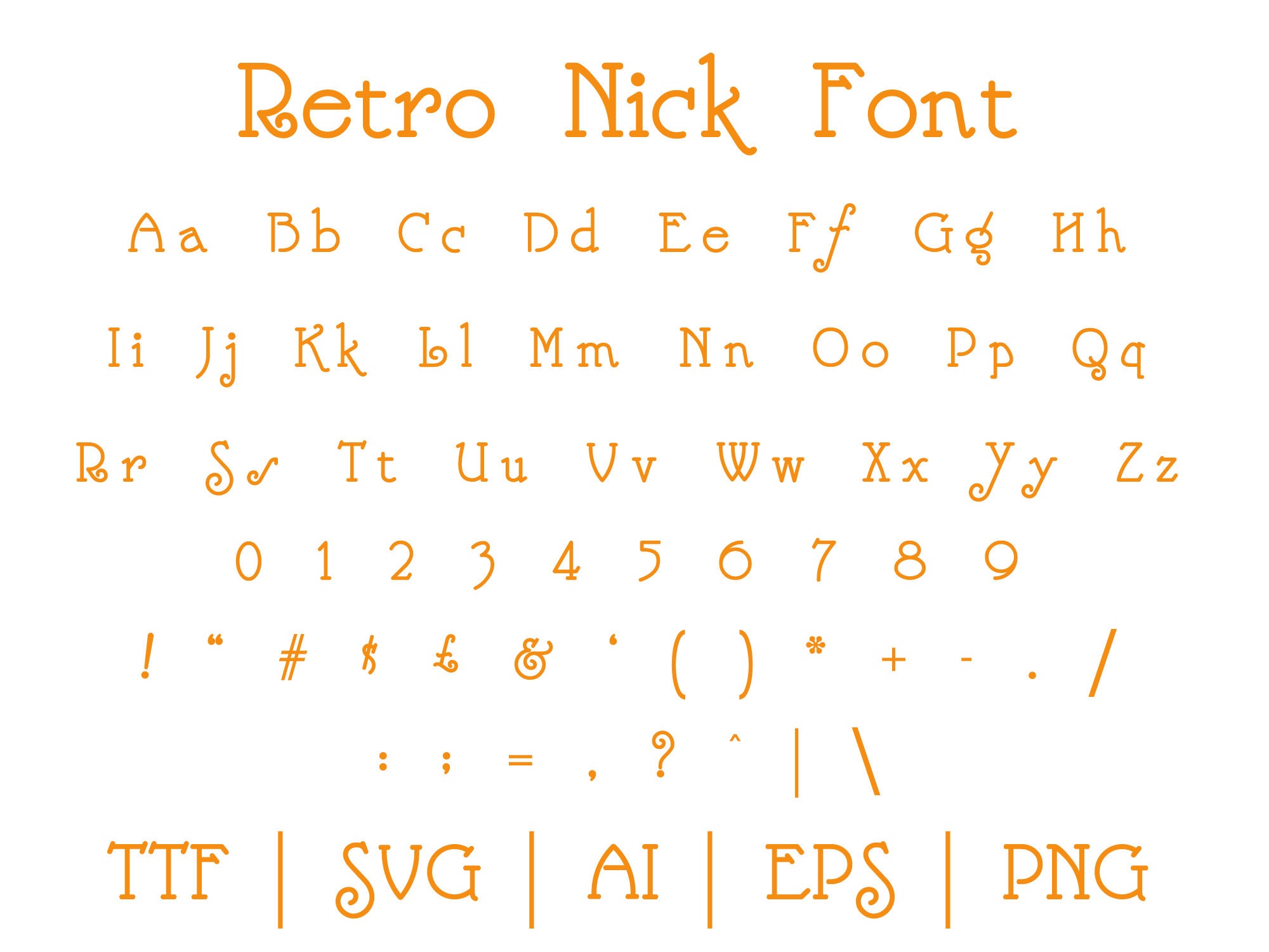 Retro Nick Font Ttf Svg Eps Png Cricut Silhouette - Etsy UK