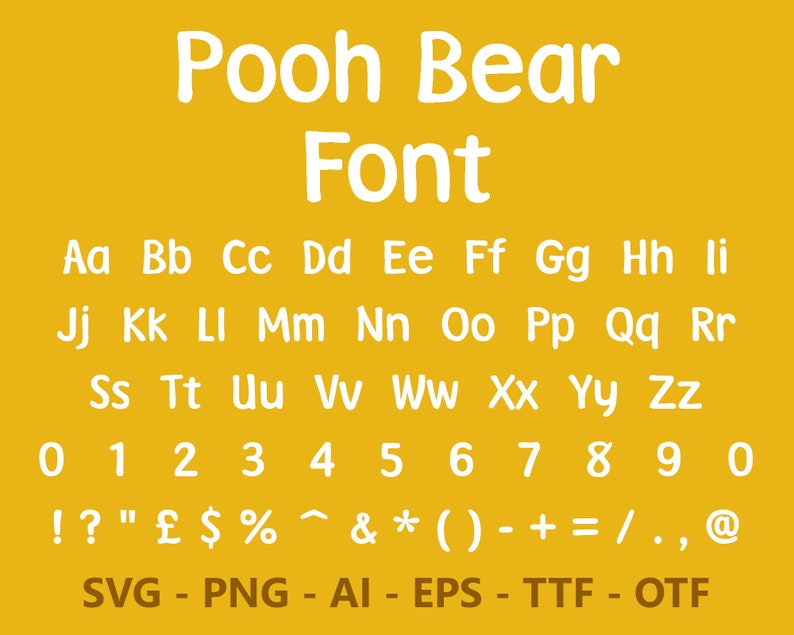 Pooh Bear Font Ttf Svg Eps Png Cricut Silhouette - Etsy