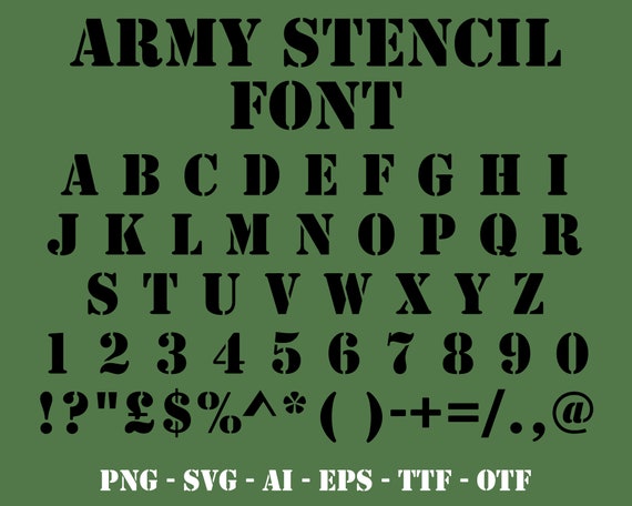 Army Stencil Font Ttf Svg Eps Png Cricut | Etsy Australia