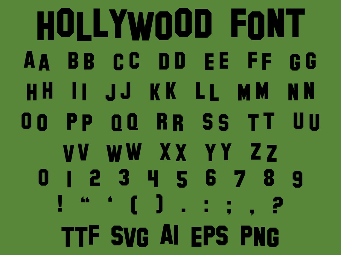 Hollywood Font Ttf Svg Eps Png Cricut Silhouette - Etsy UK
