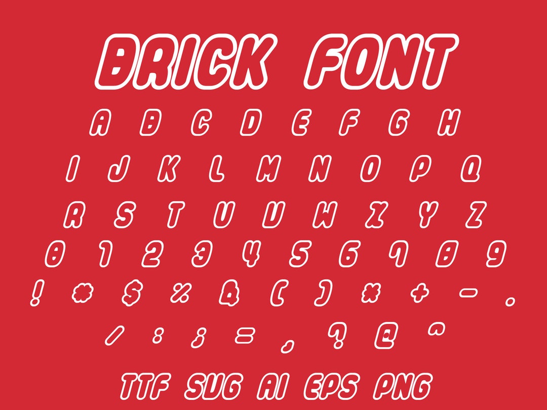 Brick Font Ttf Svg Eps Png Cricut Silhouette Word Crafting - Etsy UK