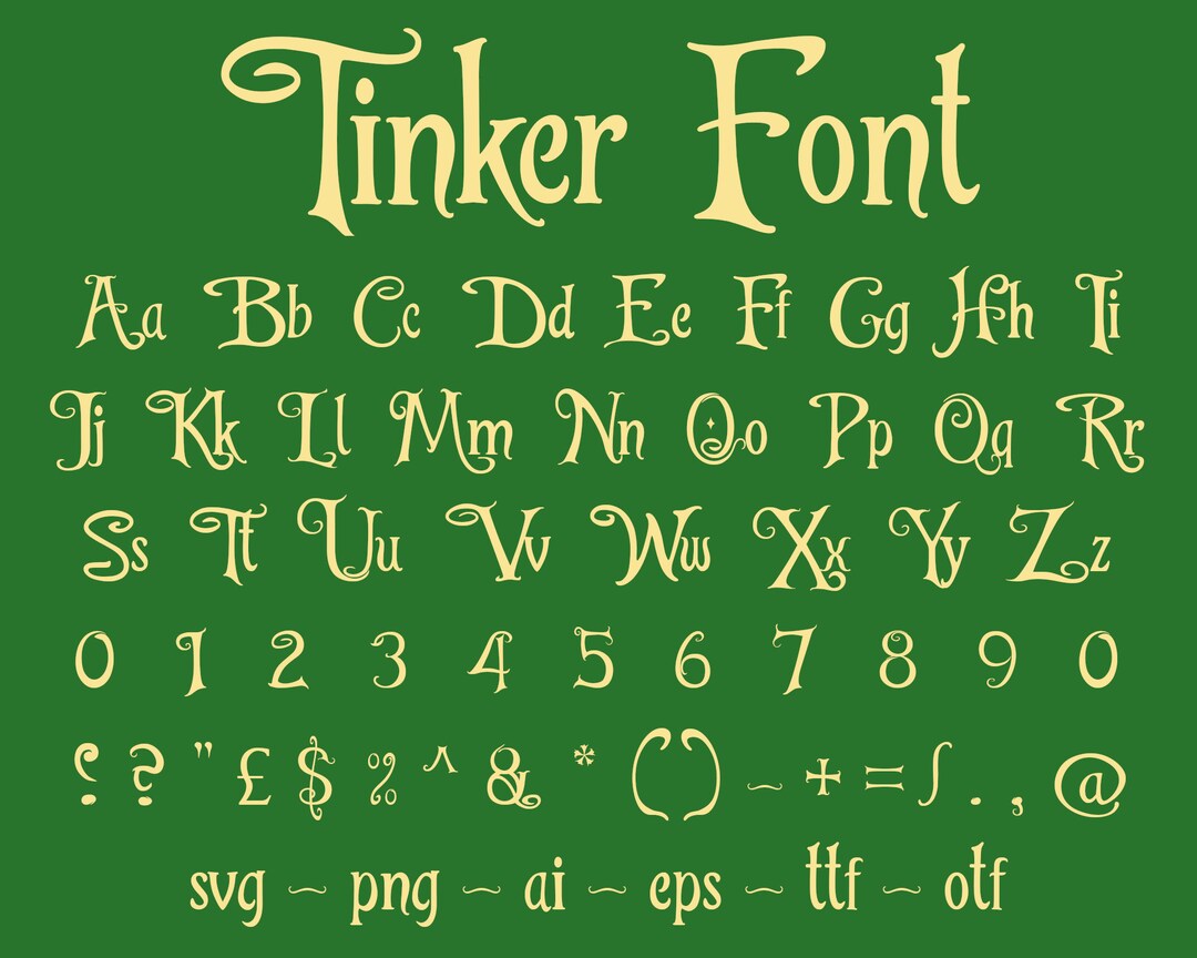 Tinker Font Ttf Svg Eps Png Cricut Silhouette Word Crafting - Etsy Ireland