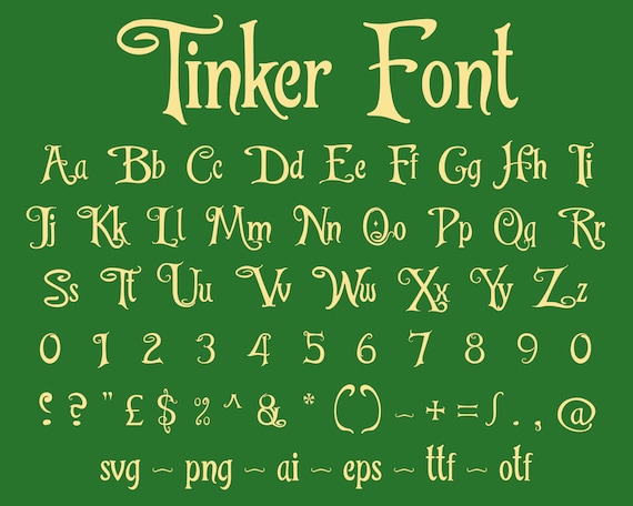 Tinker Font / ttf / svg / eps / png / cricut / silhouette / - Etsy España