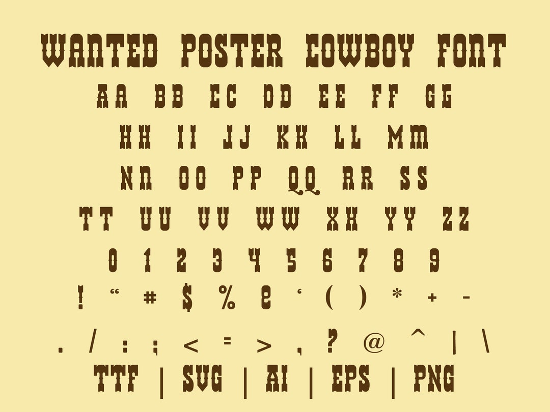 Wanted Poster Font / Cowboy Western Font / ttf / svg / eps / - Etsy México
