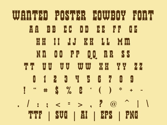 Wanted Poster Font Cowboy Western Font Ttf Svg Eps - Etsy Israel