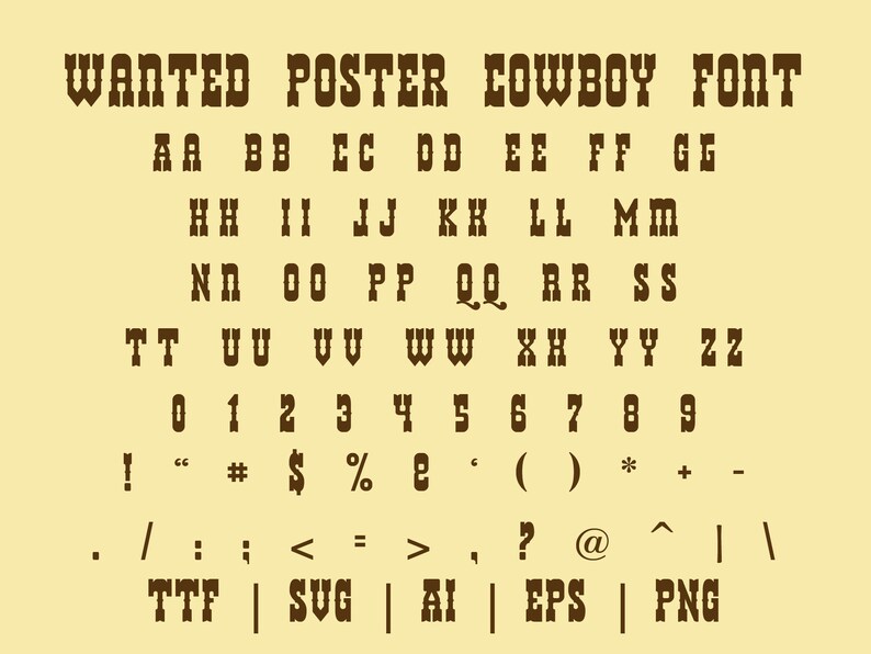 Wanted Poster Font / Cowboy Western Font / ttf / svg / eps / - Etsy México