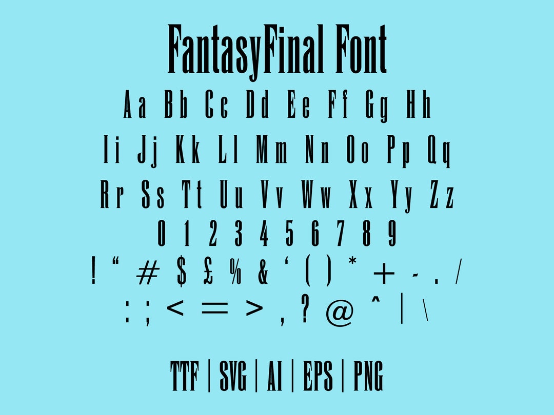 Fantasyfinal Font Ttf Svg Eps Png Cricut - Etsy