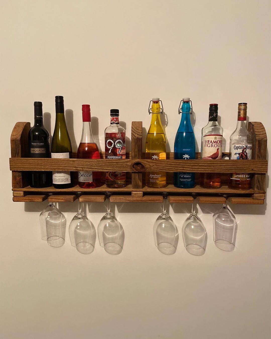 Pallet Wine Rack, Wood Wine Rack, Hanging Wine Rack, Stemware Hanging ...