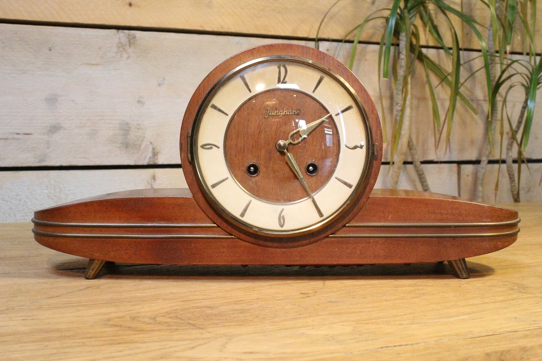 Antique Junghans Mantel Clock 1950s Art Deco, Well-functioning Floating ...