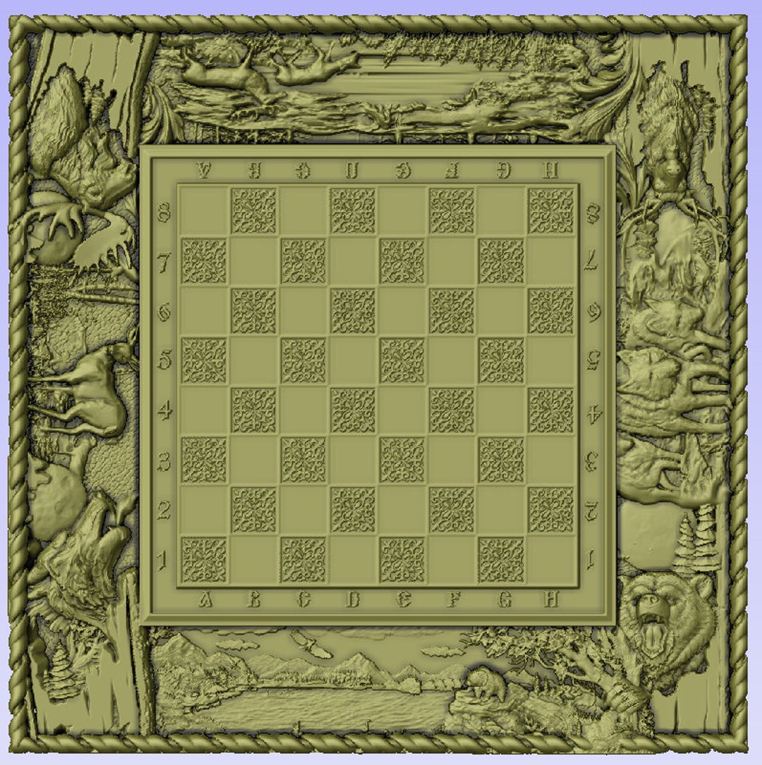 Animals Forest Chessboard 3D Model STL for CNC Router or 3d Printing ...