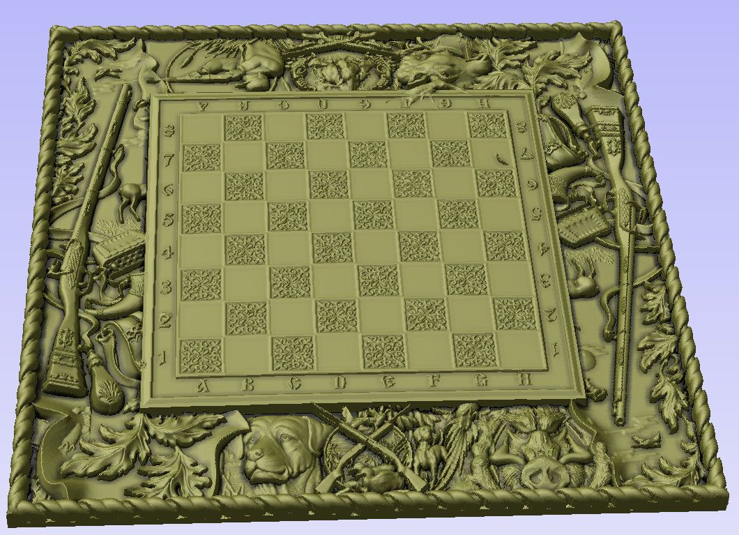 Hunting Chessboard 3D Model STL for CNC Router or 3d Printing Chess ...
