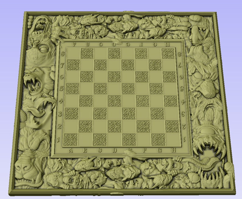 Evil Monsters Chessboard 3D Model STL for CNC Router or 3d Printing ...