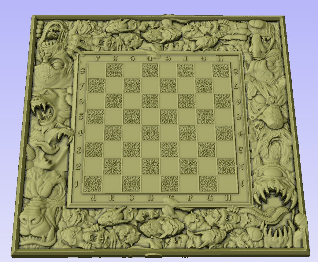 Evil Monsters Chessboard 3D Model STL for CNC Router or 3d Printing ...